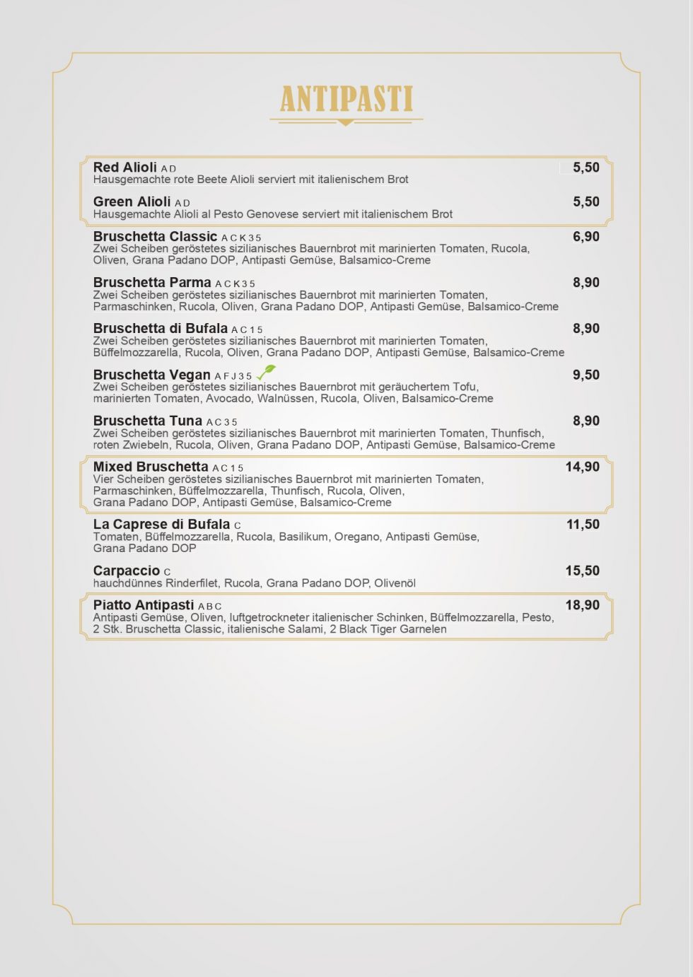 Menu - genussvolle Vielfalt | Restaurant Different